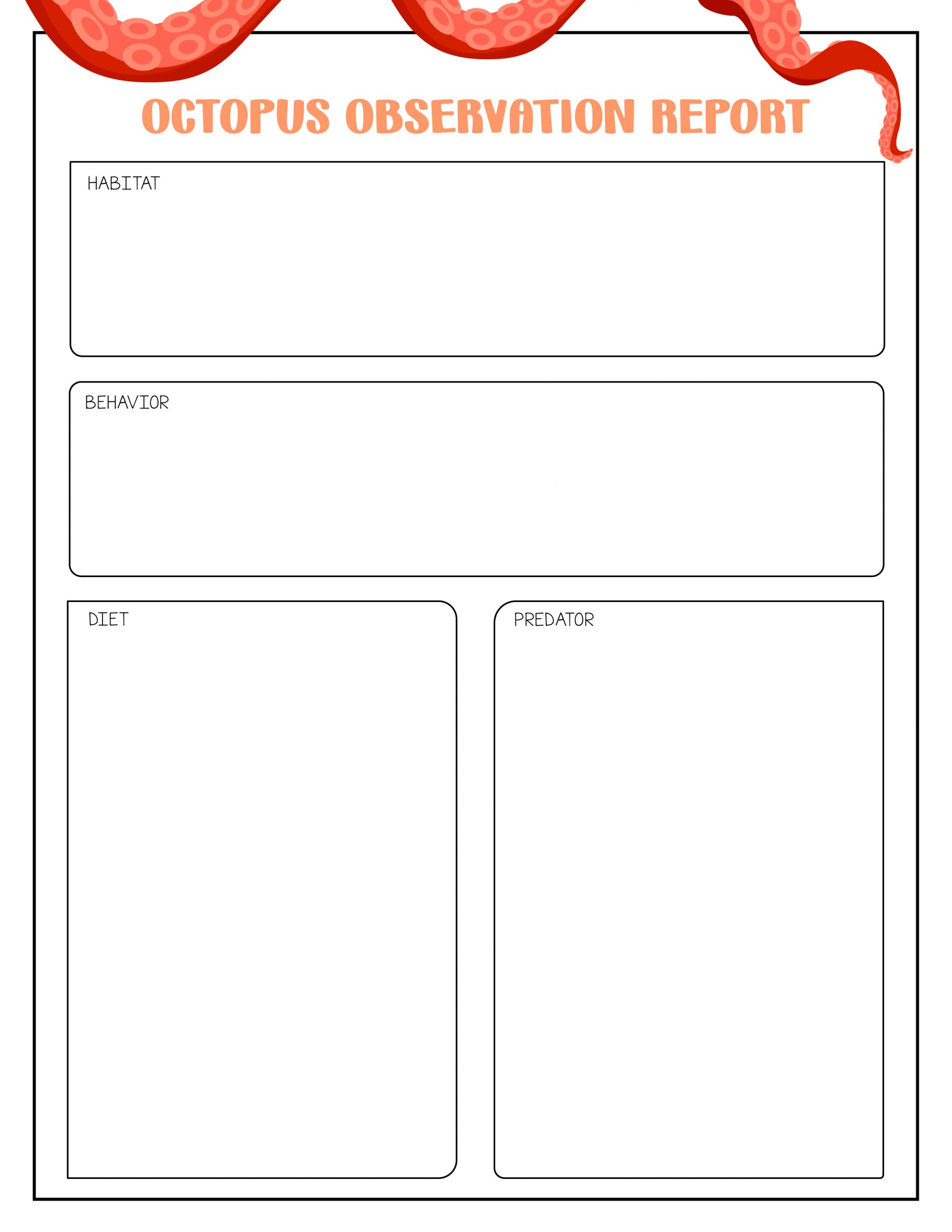 Octopus Learning Activities for Kids (Free To Print)