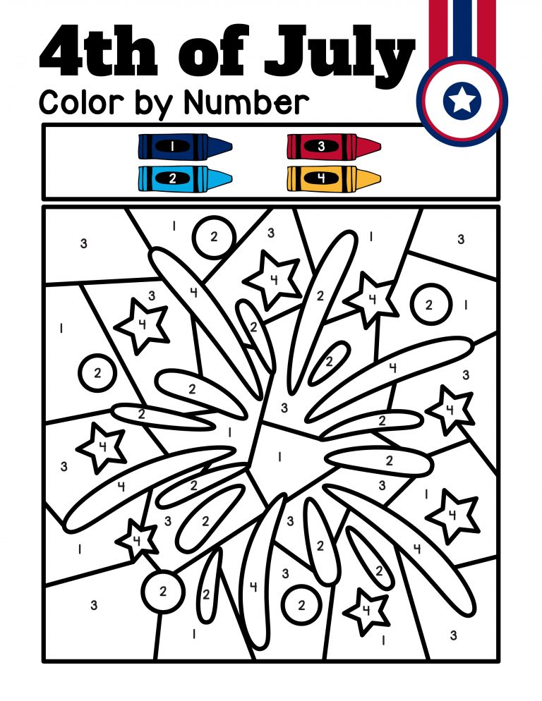 Fourth of July Color by Number Pages (Free Printable)