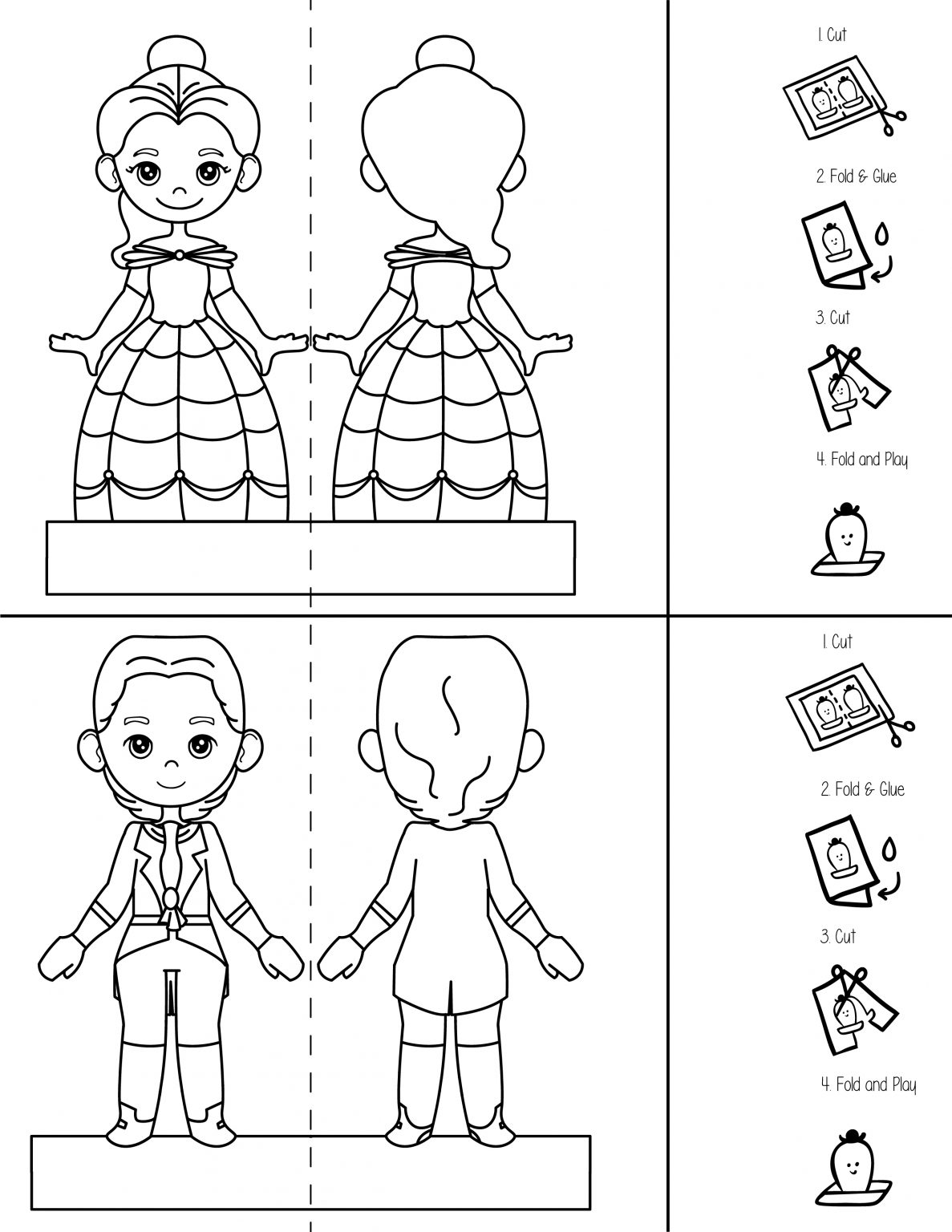 Disney Prince and Princess Paper Dolls (Free Printable)