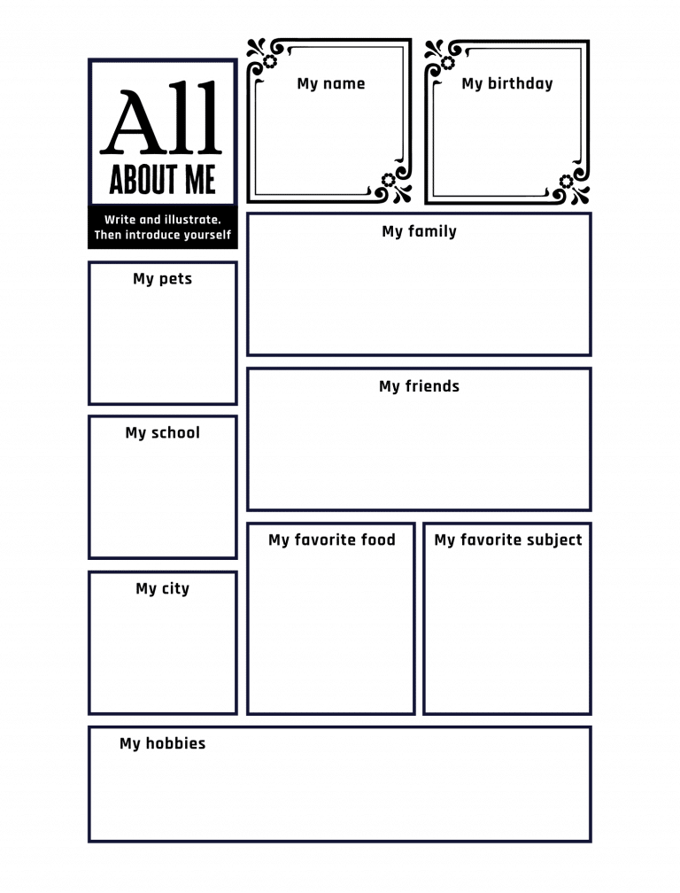32 All About Me Worksheet for Kids, Teens and Adults - 24hourfamily.com