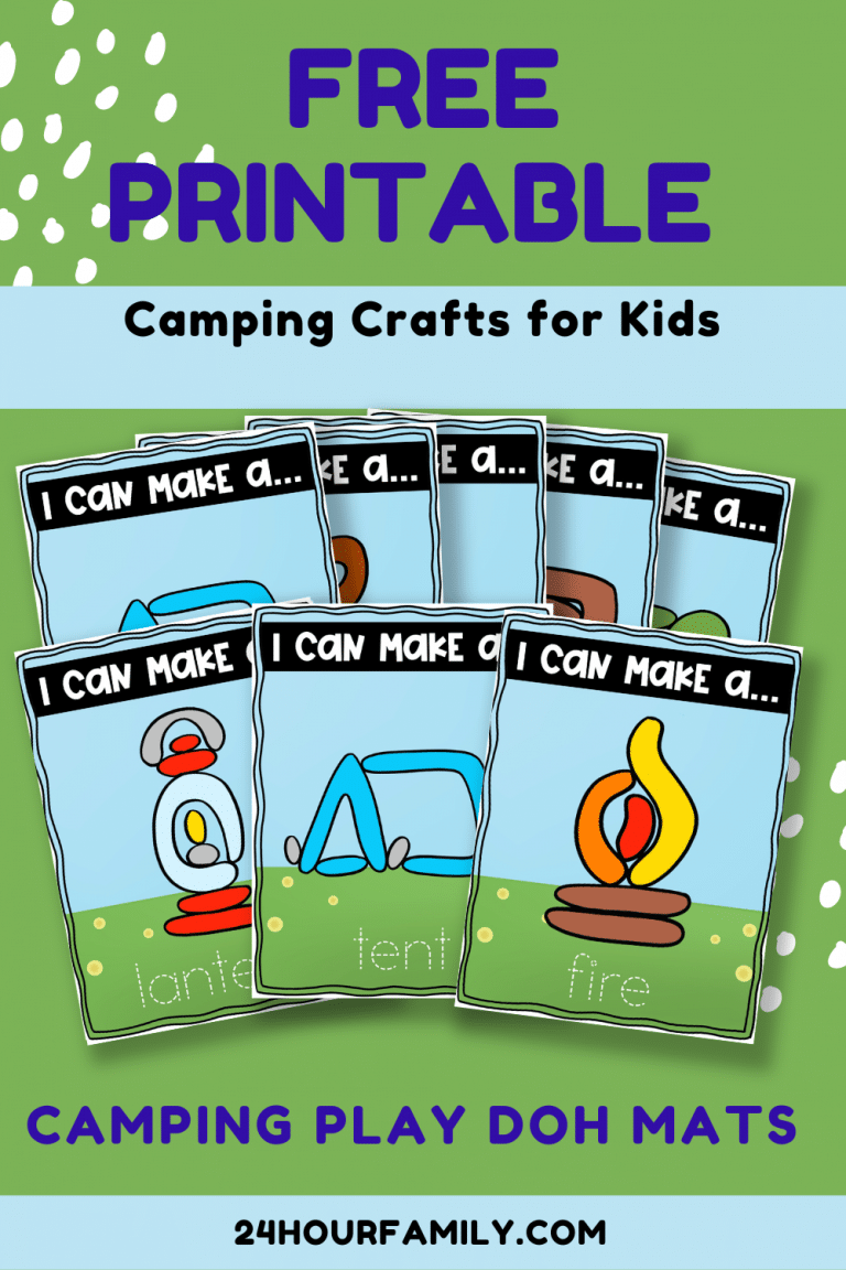 Camping-Themed PlayDoh Mats For Preschoolers