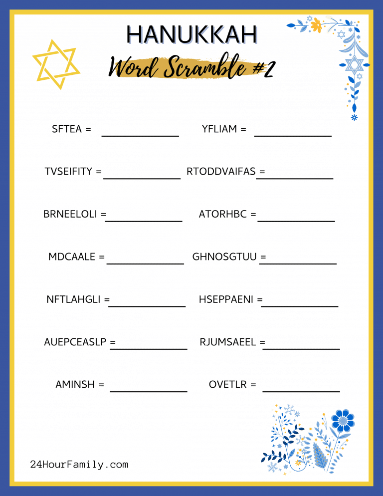 10 Free Printable Hanukkah Activity Sheets