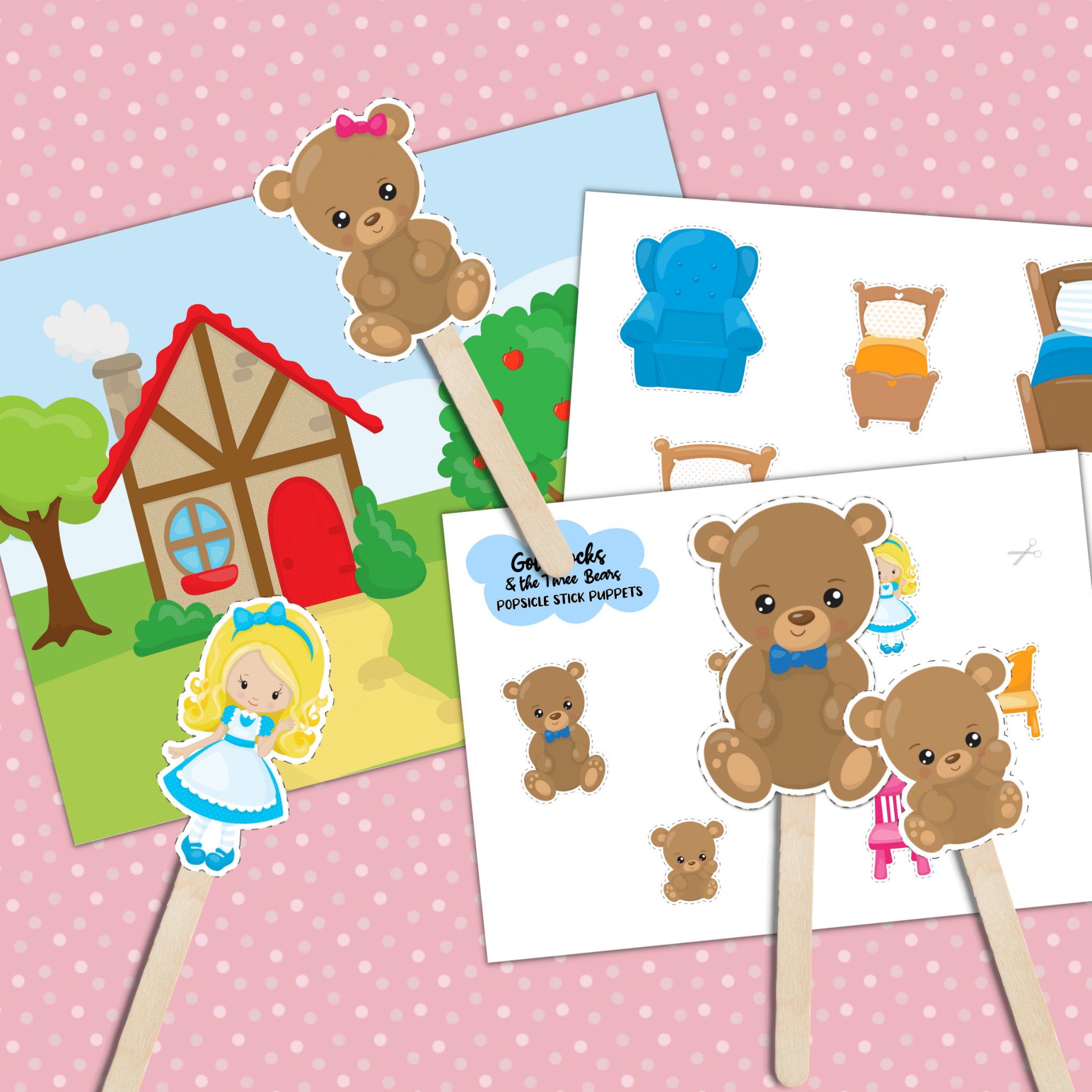 Goldilocks Popsicle Puppets (Free Printable) » 24hourfamily.com
