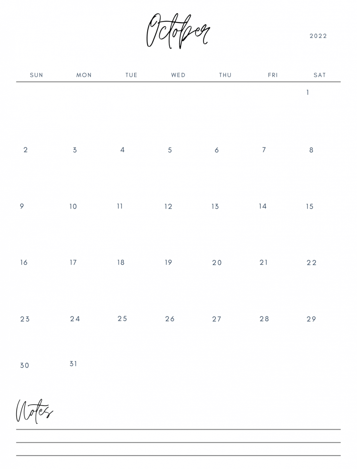 65 Free October 2022 Calendar Printable Templates