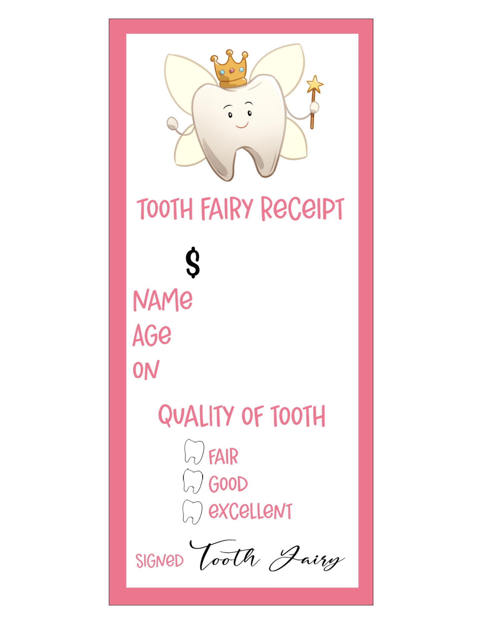 11 Tooth Fairy Receipt Printables to Make Losing Teeth Fun!