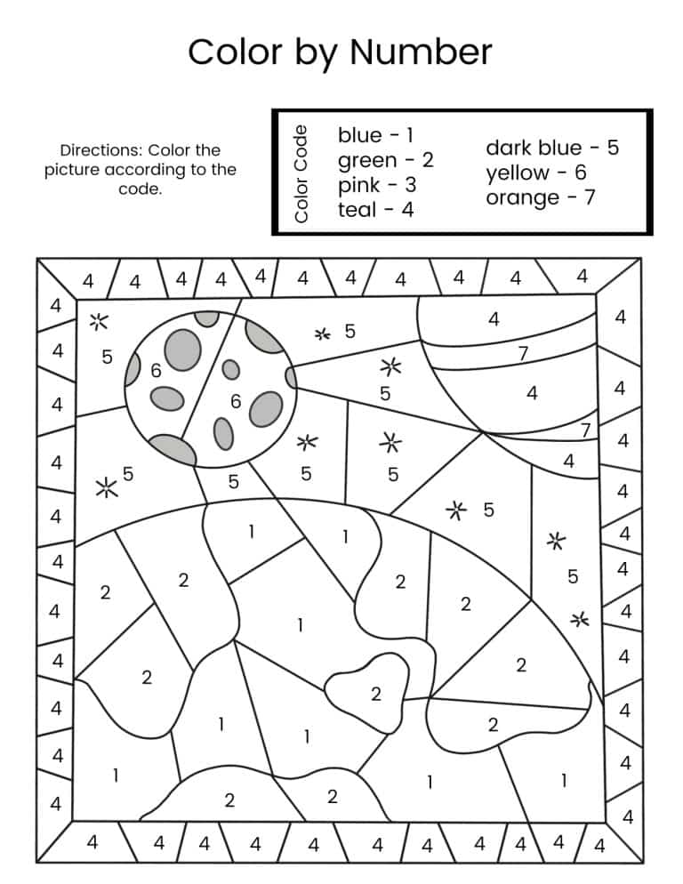 Planet Color by Number (Free Printable) - 24hourfamily.com