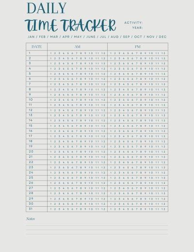 24-Hour Calendar Template-Undated (Free To Print)