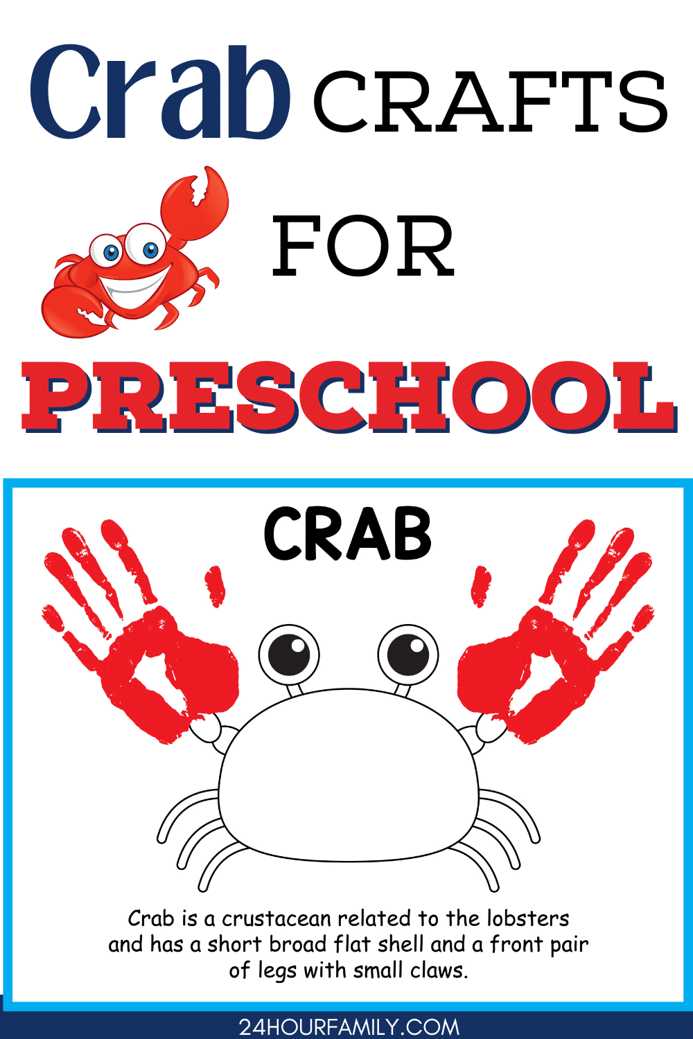 Crab Handprint Art (Free Template) - 24hourfamily.com