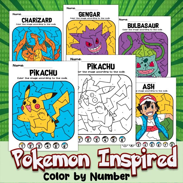 Pokemon Color by Number (Free Printables)