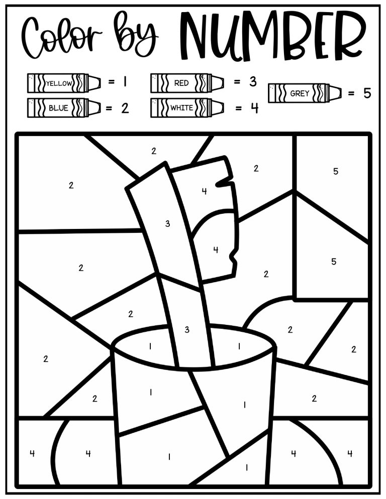 Letter T Color by Number Coloring Pages (Free to Print)