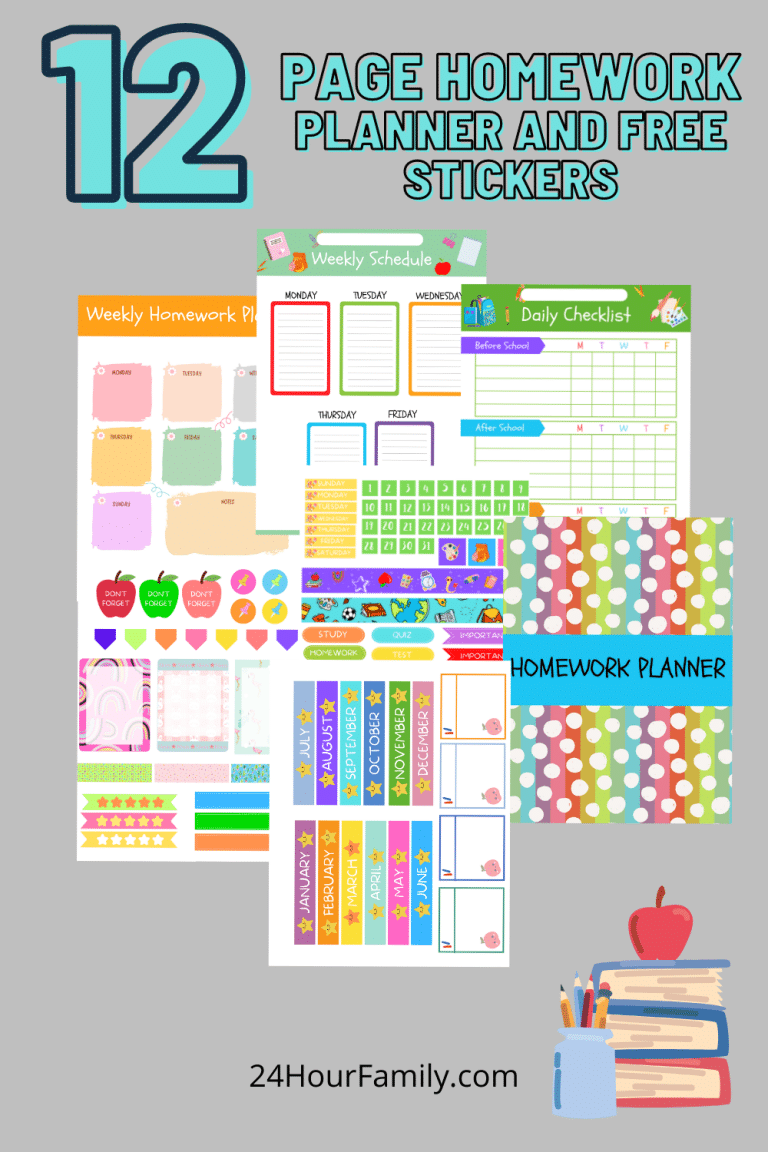 Free Printable Homework Planner Template and Stickers