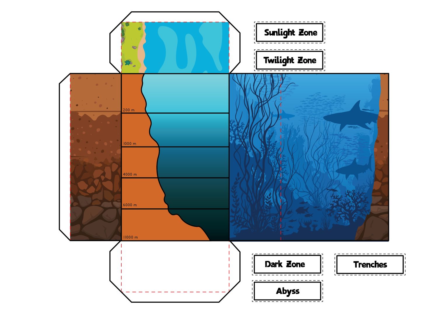 Dive Deep: Printable Layers of the Ocean Diorama for Kids to Build ...