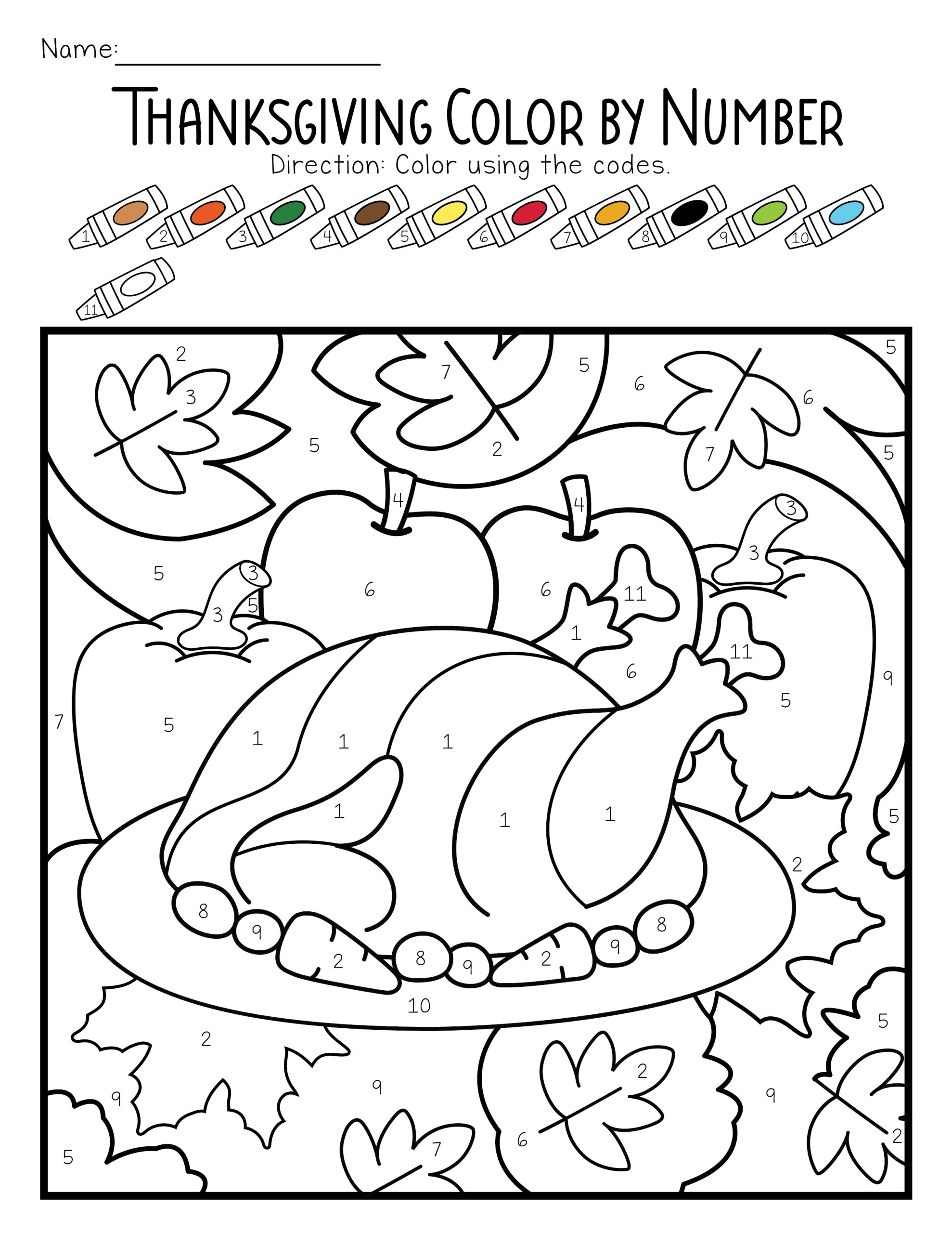 Thanksgiving Color by Number Coloring Pages (Free Printables)