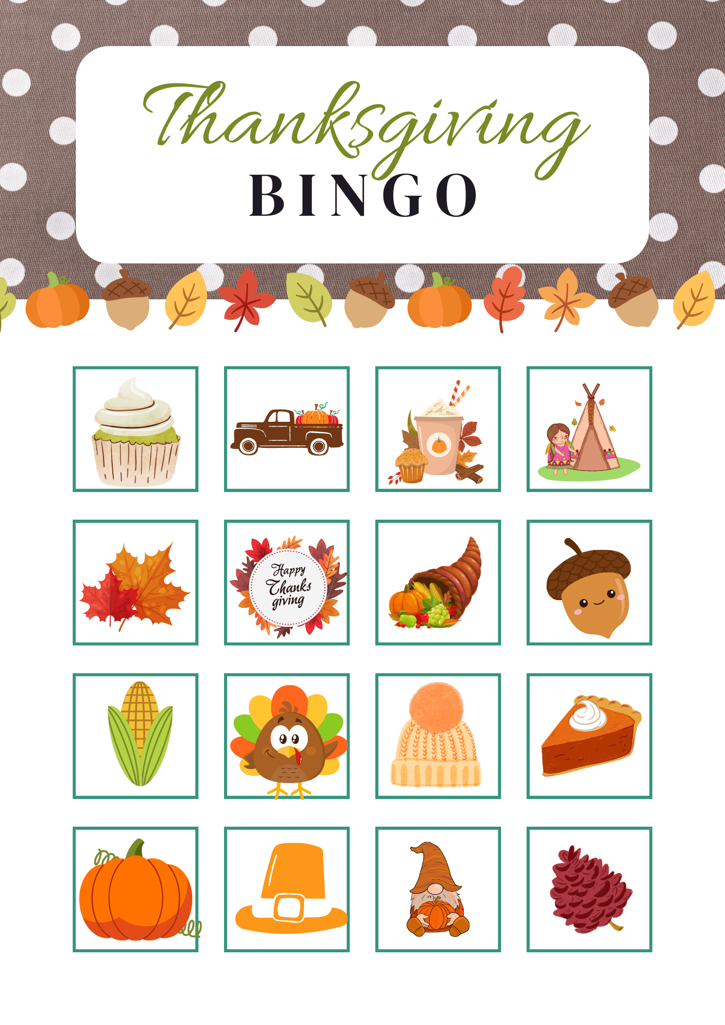 Thanksgiving Bingo Printables (Free Cards)