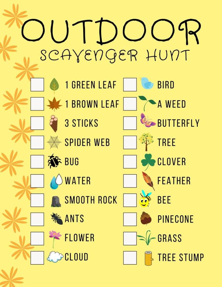 Outdoor Scavenger Hunt For Kids (Free Printable) » 24hourfamily.com