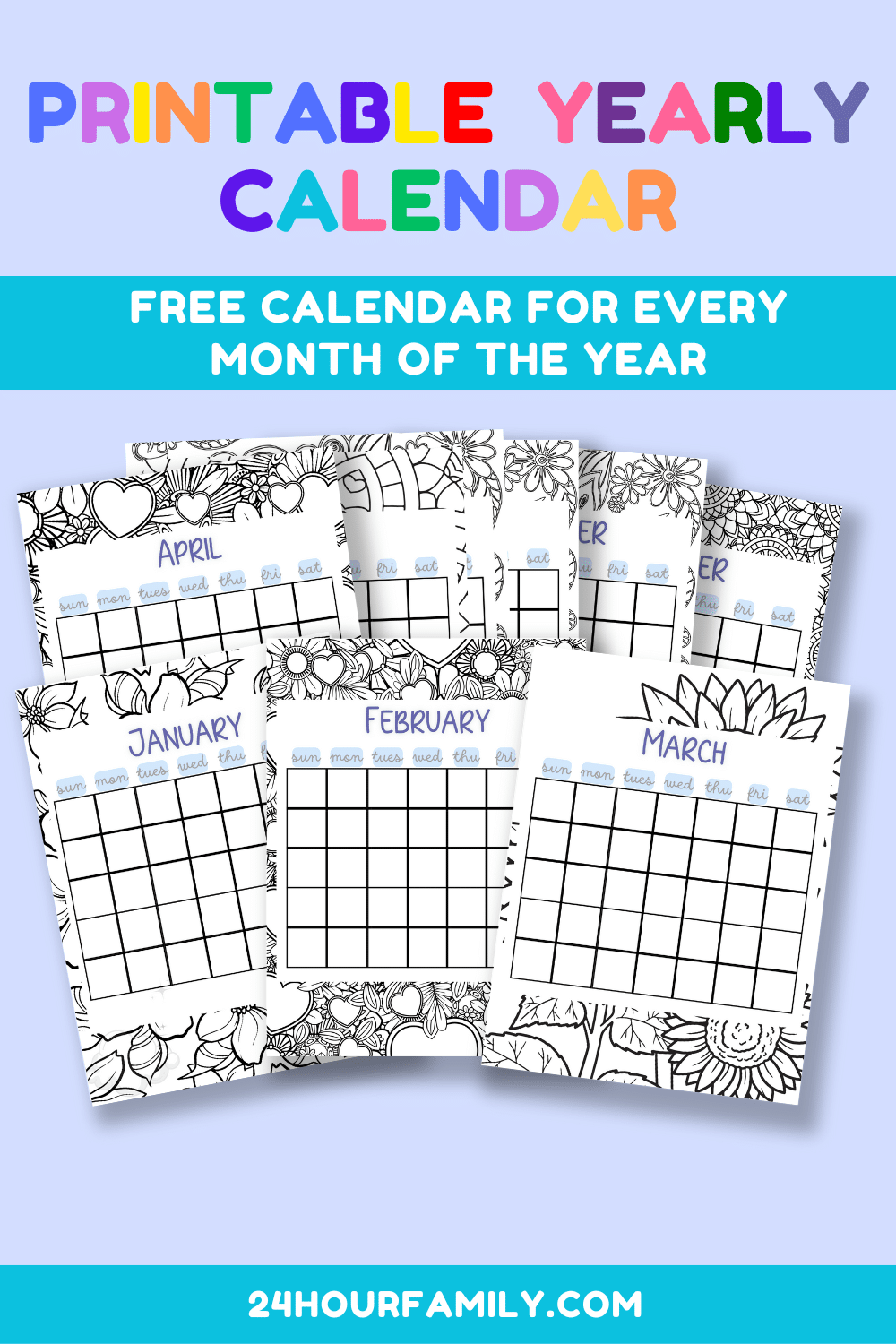 Undated Printable Coloring Calendar (For 2026)