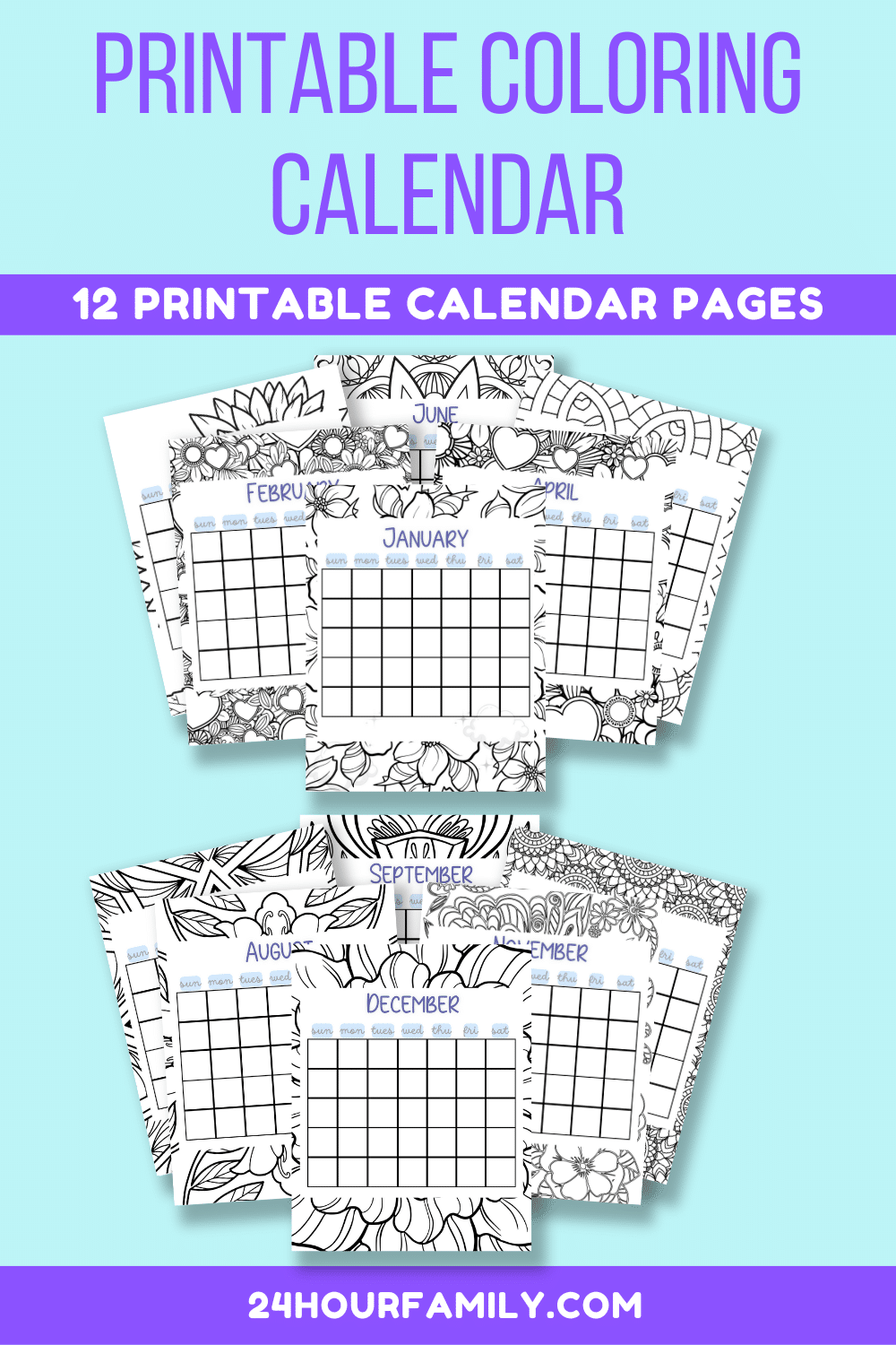 Undated Printable Coloring Calendar (For 2026)