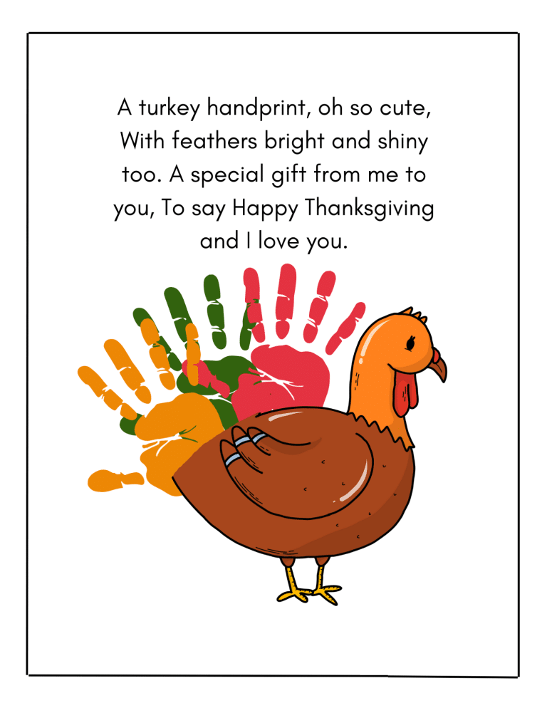 13 Printable Turkey Handprint Poem Templates