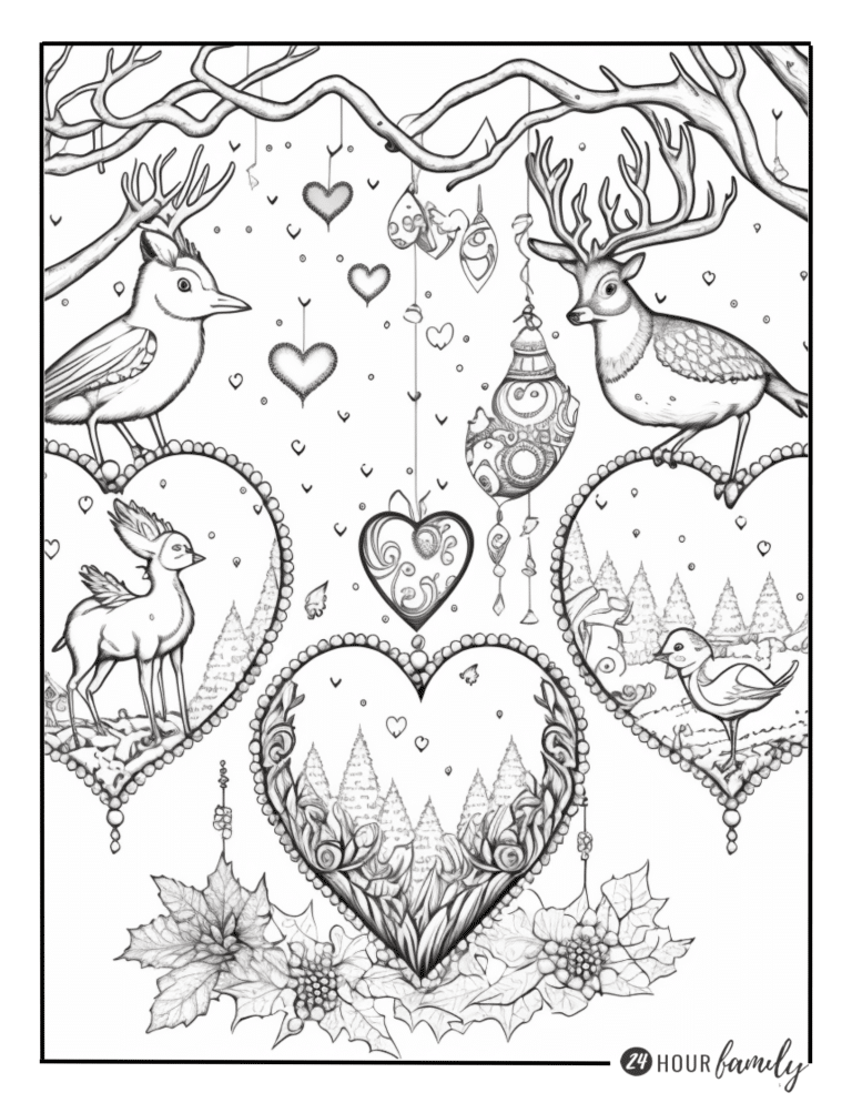 Christmas Heart Coloring Pages