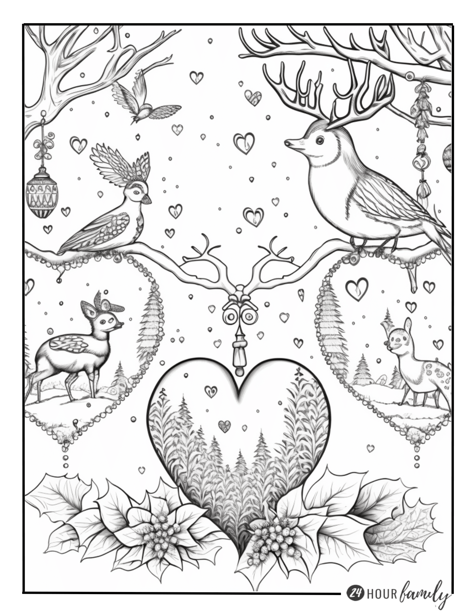 Christmas Heart Coloring Pages