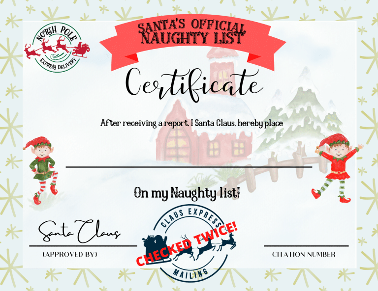 Free Printable Naughty List Warning Letter From Santa