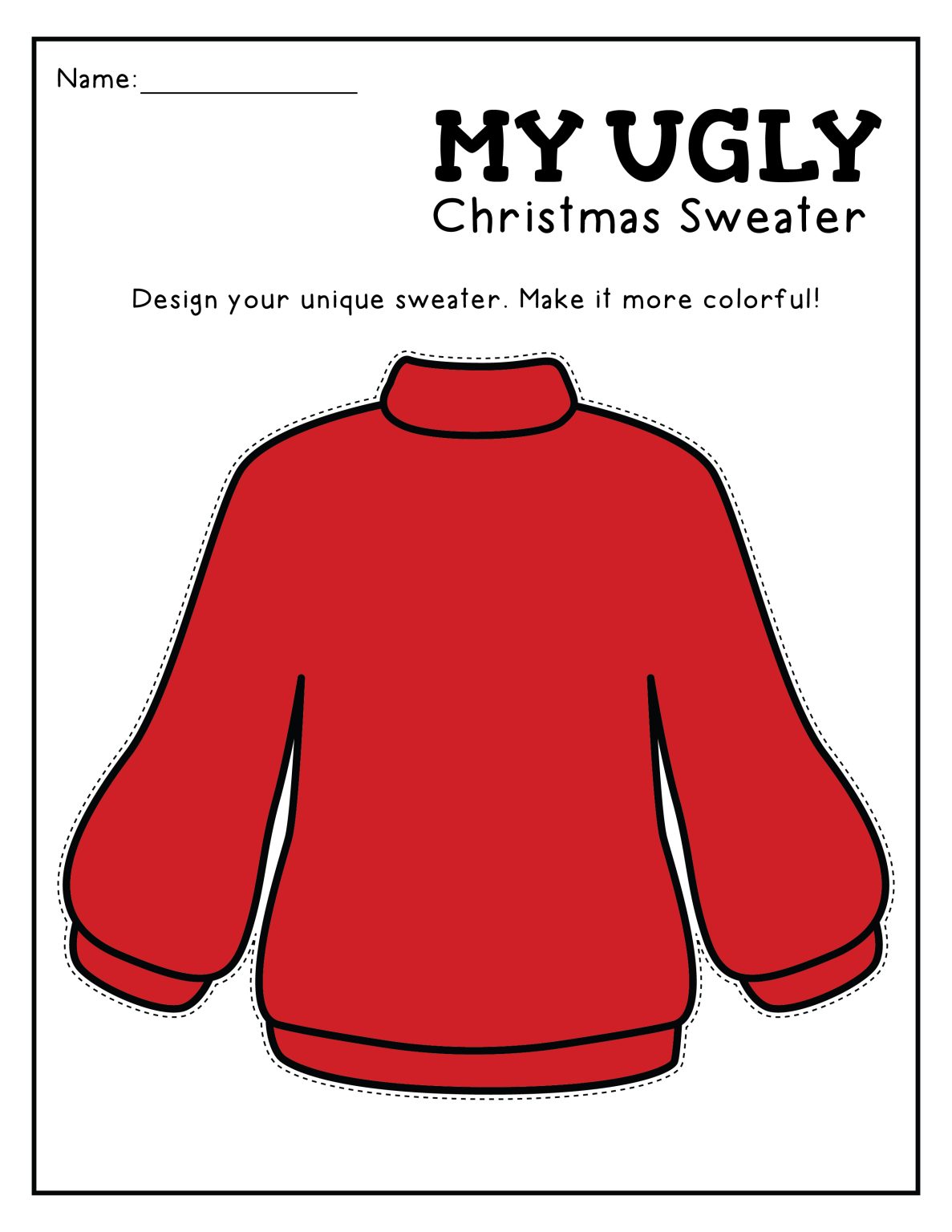 Ugly Christmas Sweater Printable Crafts