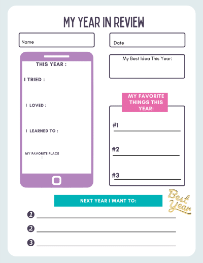 My Year In Review Worksheet for Kids and Adults » 24hourfamily.com