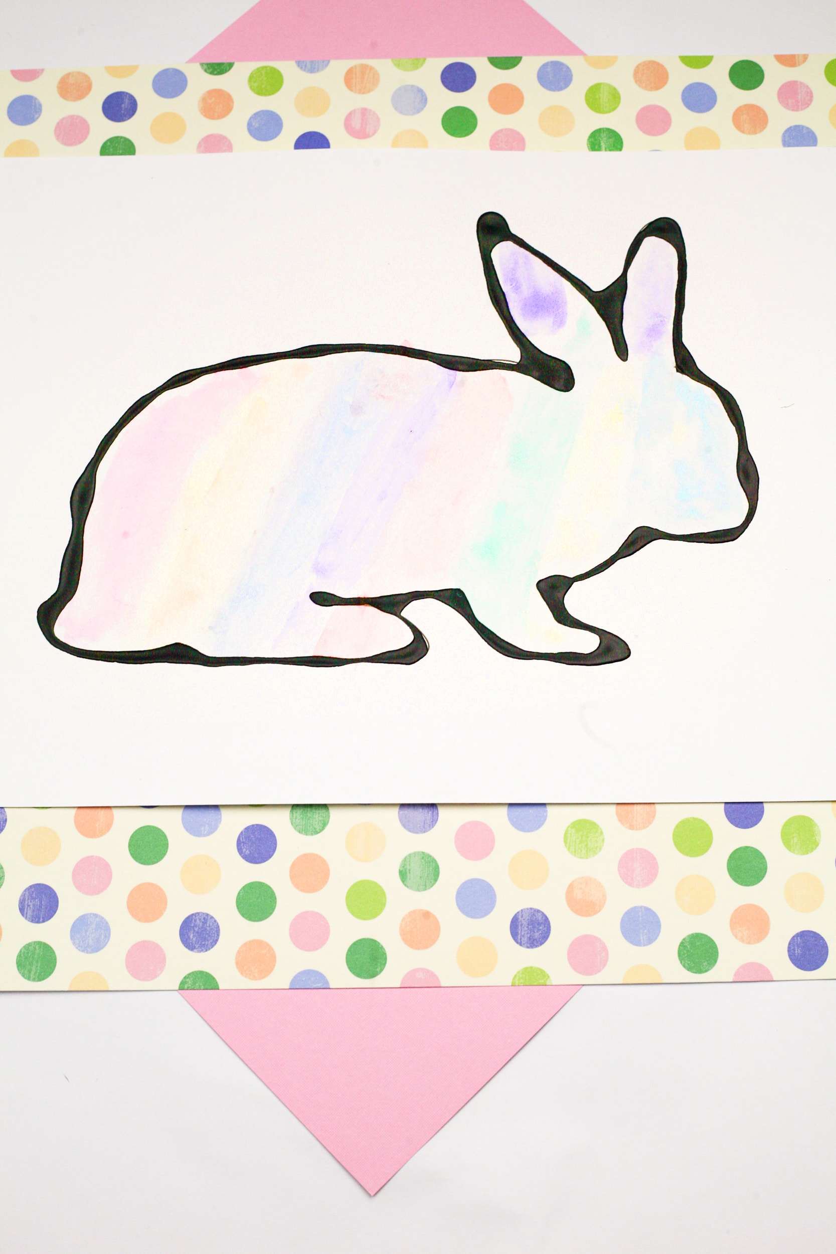 Easter Bunny Black Line Glue Art (Free Bunny Template)