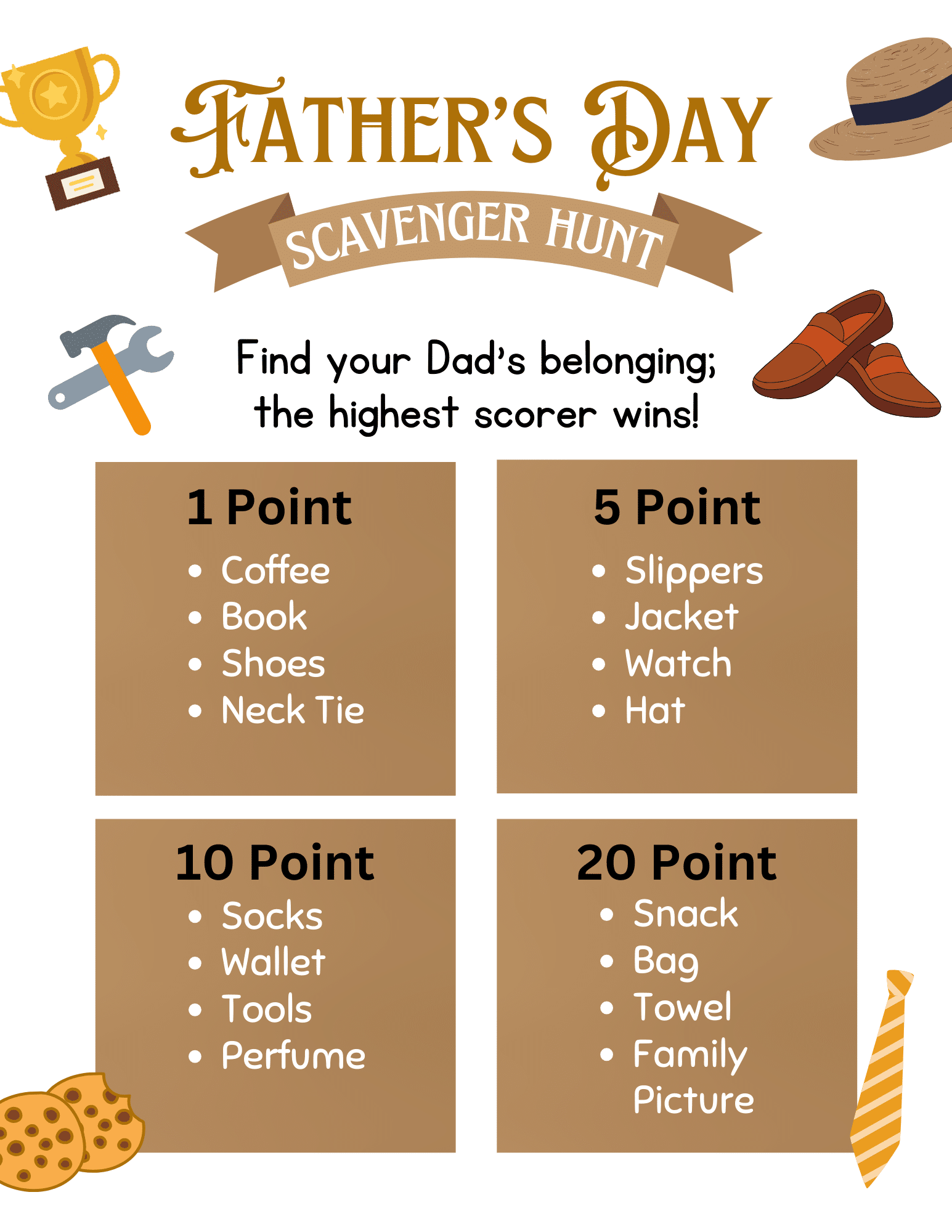 Father's Day Scavenger Hunt Printable (Free Template) - 24hourfamily.com