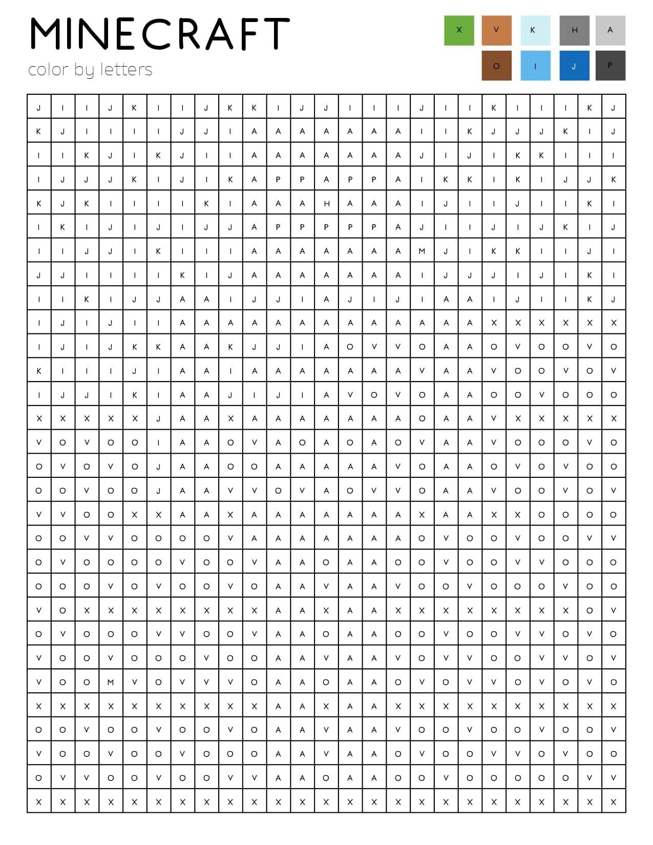 Minecraft Pixel Color by Letters (Free Printables)