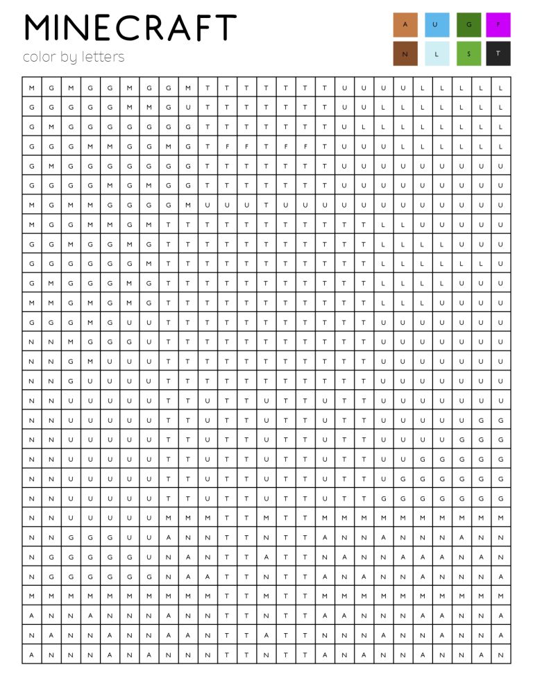 Minecraft Pixel Color by Letters (Free Printables)