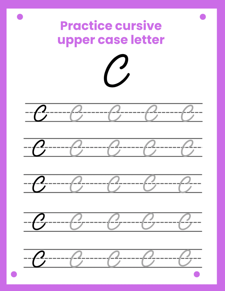 Cursive Letter C Worksheets (Free PDF Printables)