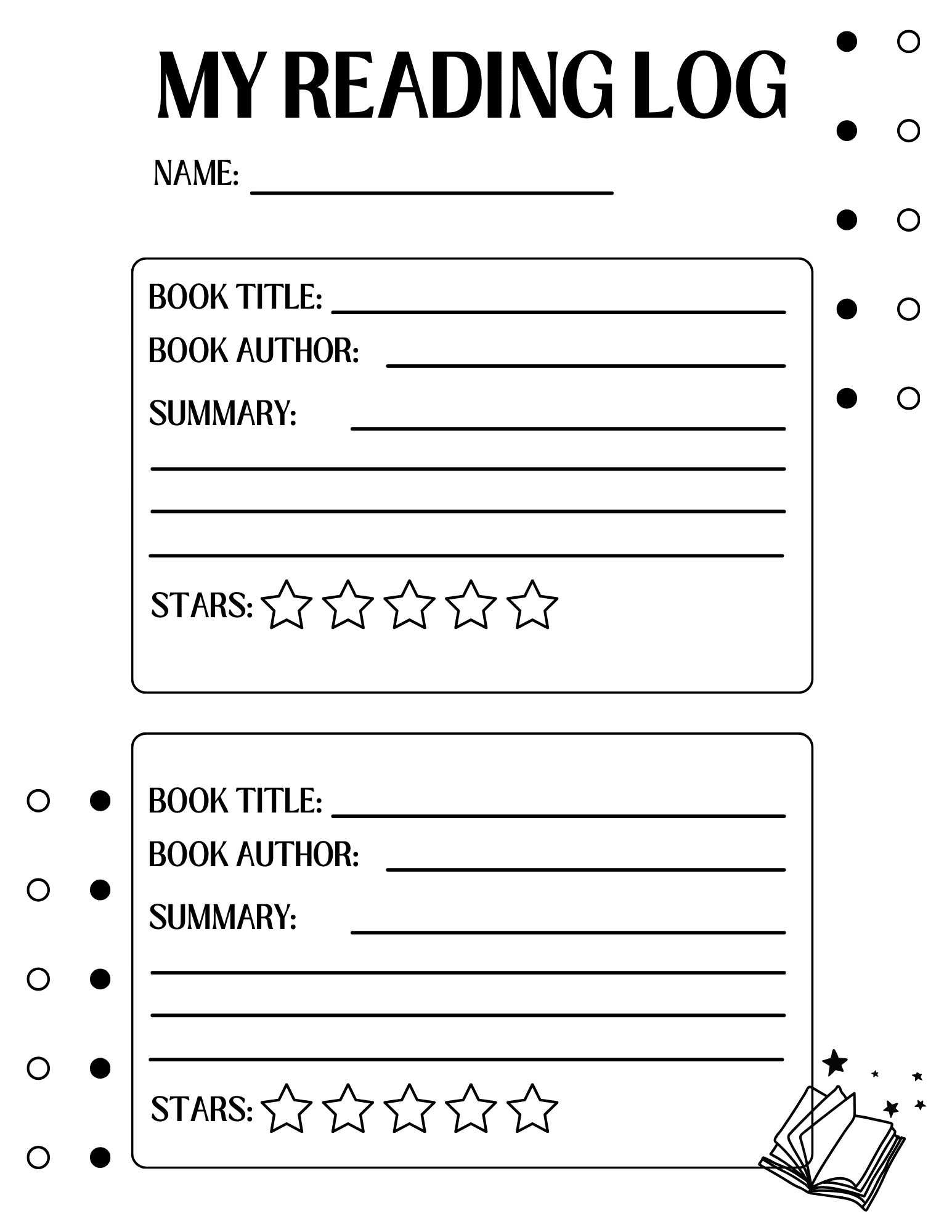Reading Log With Summary for Adults (Free Printables)