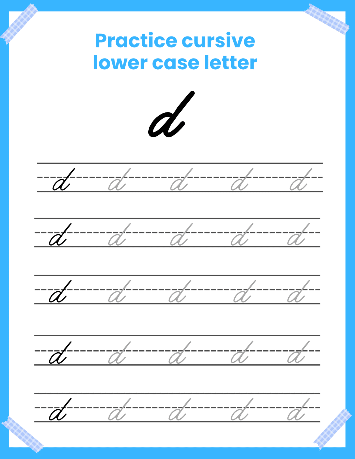 Letter D Cursive Writing Worksheets (Free Printables) » 24hourfamily.com