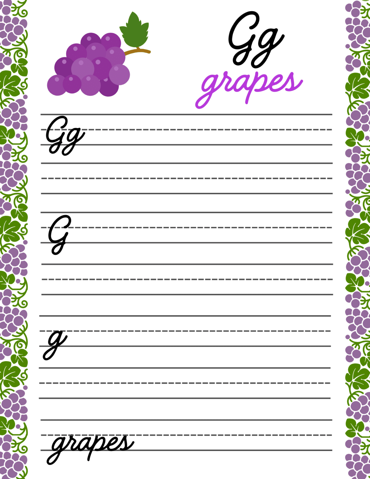 Cursive Letter G Worksheets (Free Printable Worksheets)