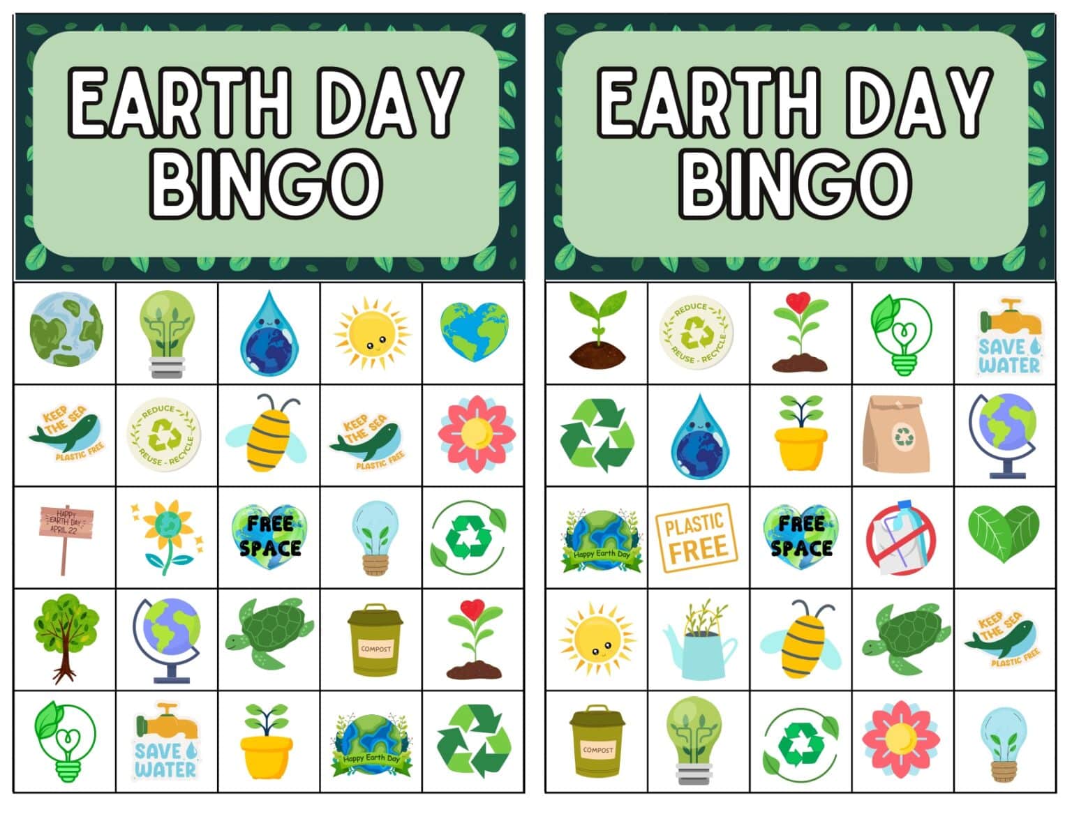 Earth Day Bingo Cards (Free Printable Cards)