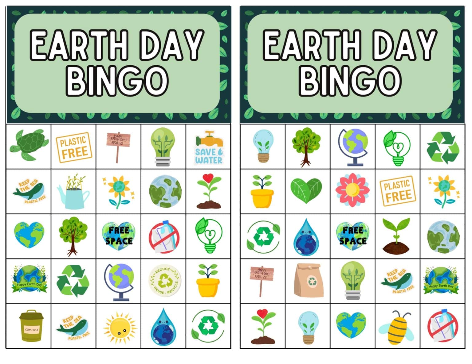 Earth Day Bingo Cards (Free Printable Cards)