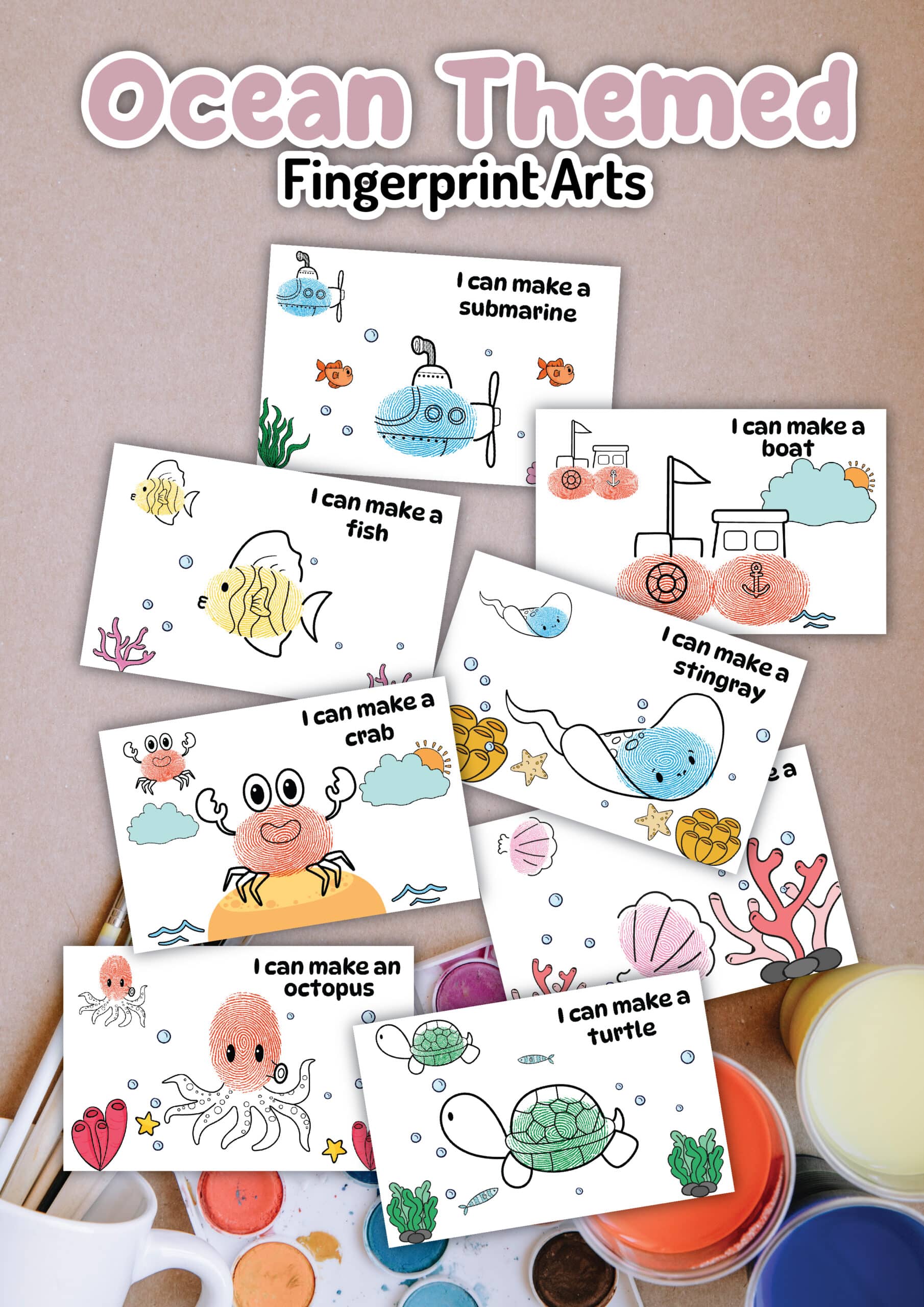 Creative Ocean Fingerprint Activities for Kids (Free PDF Printables)