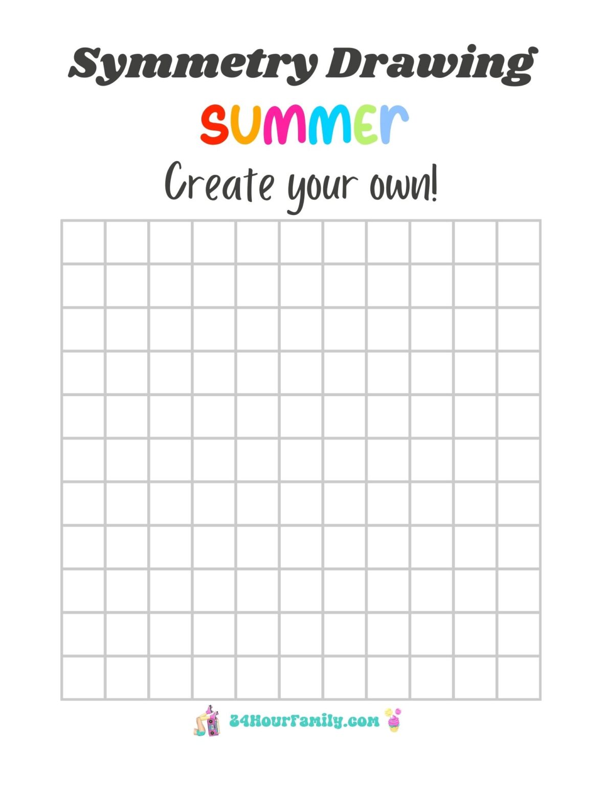 Summer Symmetry Drawing Worksheets for Kids (Free Printables)