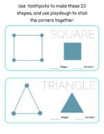 Toothpicks and Playdough Shapes Cards (Free Printable)