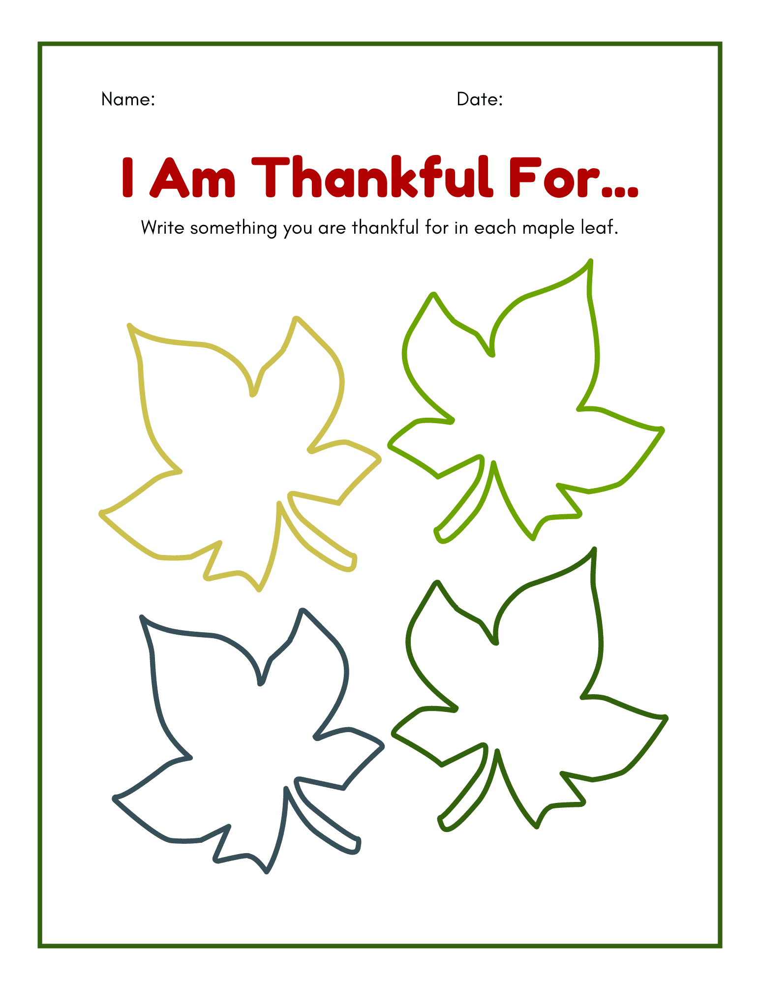 Thanksgiving "Thankful" Worksheets for Kids (Free Printables)