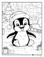 Christmas Penguin Coloring Pages