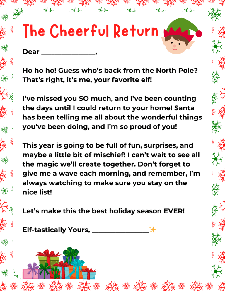 Printable Elf on the Shelf Return Letter (Free Template)