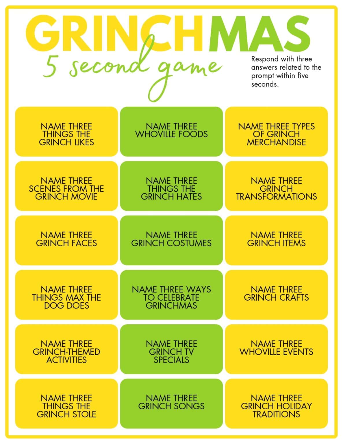 Grinchmas Party Games Printables: Christmas Party Fun!