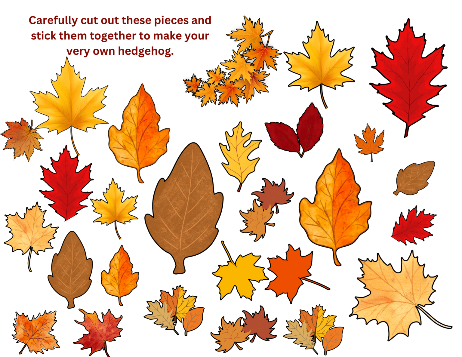 Fall Hedgehog Leaves Craft (Free Printable) » 24hourfamily.com