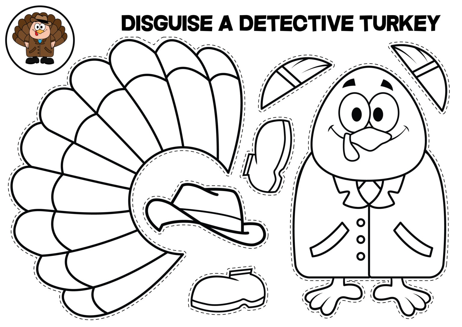 Disguise a Turkey as a Detective Printable (Free Template)