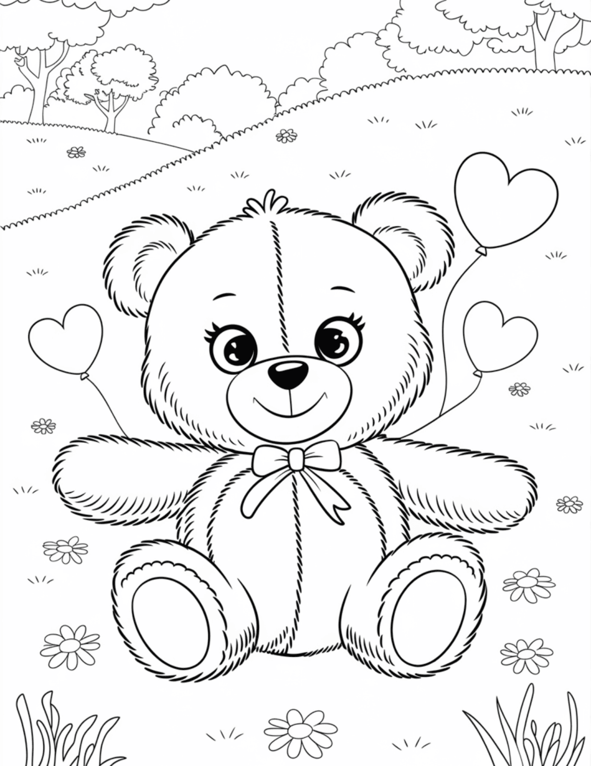 20 Free Teddy Bear Valentine's Coloring Pages