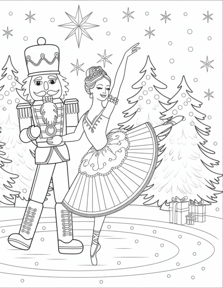 Christmas Ballerina Coloring Pages (Free PDF Printables)