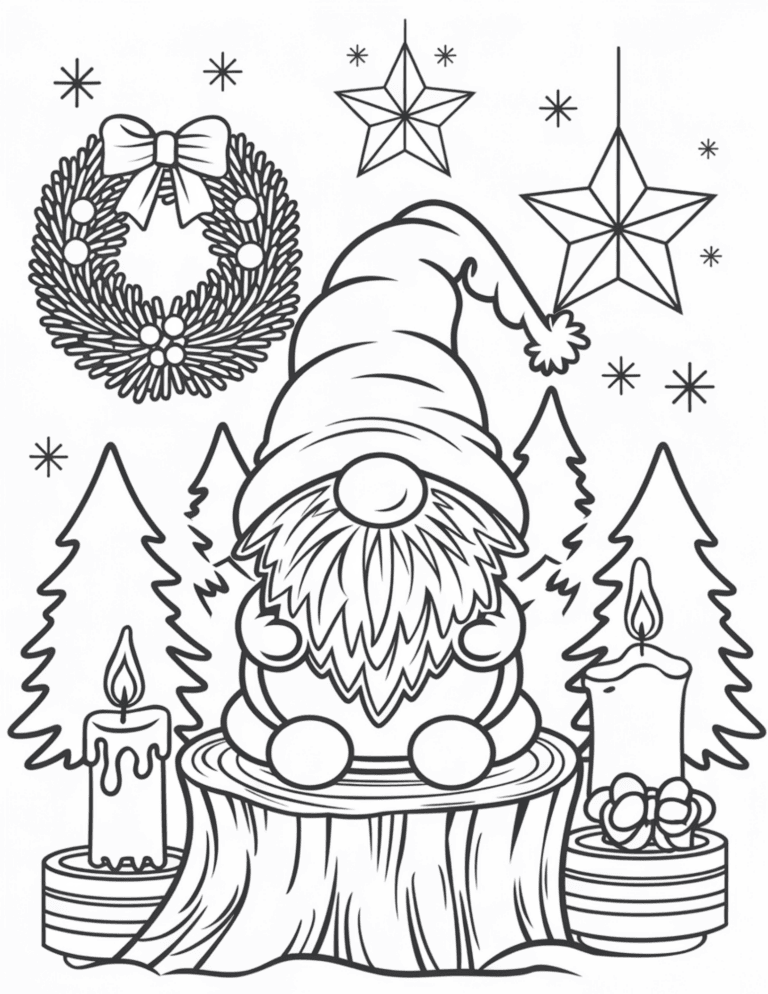 Gnome Christmas Coloring Pages (Free PDF Printables)