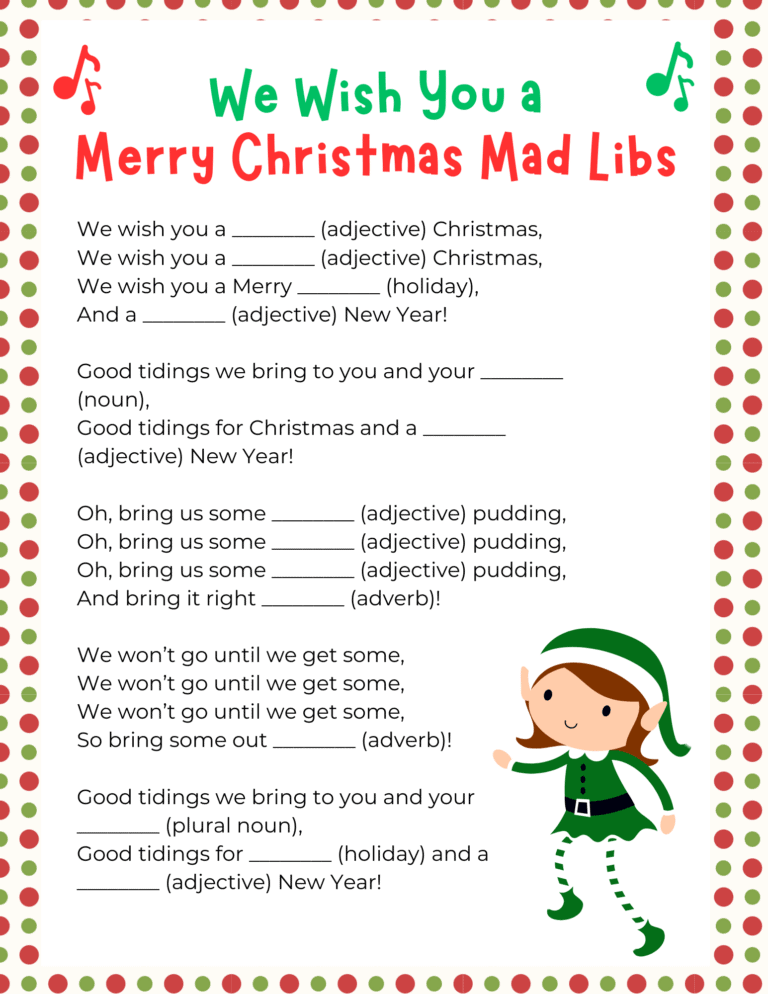 Christmas Songs Mad Libs Printables » 24hourfamily.com